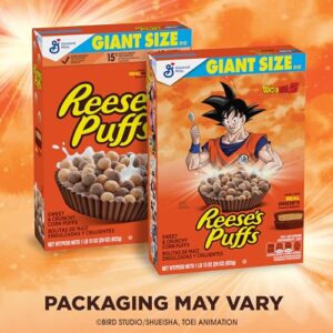 REESE’S PUFFS Chocolatey Peanut Butter Cereal, Kid Breakfast Cereal, Giant Size, 29 oz