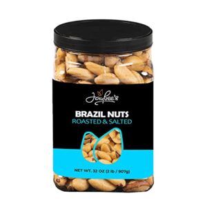 jaybee's roasted salted brazil nuts - (32 oz) great for daily use, baking, cooking and gift giving - reusable container - kosher - vegan, paleo, keto friendly healthy snack