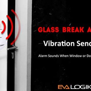 EVA LOGIK Modern Ultra-Thin Window Alarm with Loud 120dB Alarm and Vibration Sensors Compatible with Virtually Any Window, Glass Break Alarm Perfect for Home, Office, Dorm Room- 8 Pack