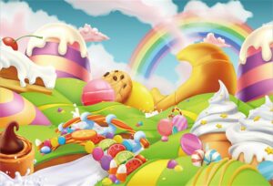 aofoto 5x3ft fantasy candy land landscape background cartoon ice cream dessert lollipop photography backdrop rainbow birthday party decoration banner photo studio props kid baby girl vinyl wallpaper