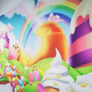 AOFOTO 5x3ft Fantasy Candy Land Landscape Background Cartoon Ice Cream Dessert Lollipop Photography Backdrop Rainbow Birthday Party Decoration Banner Photo Studio Props Kid Baby Girl Vinyl Wallpaper