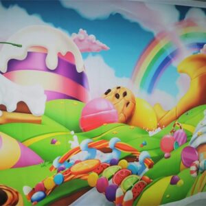 AOFOTO 5x3ft Fantasy Candy Land Landscape Background Cartoon Ice Cream Dessert Lollipop Photography Backdrop Rainbow Birthday Party Decoration Banner Photo Studio Props Kid Baby Girl Vinyl Wallpaper