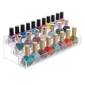 minesign nail polish holder organizer clear acrylic nail polish tray fingernail polish display case 3 layers essential oils holder makeup organizer