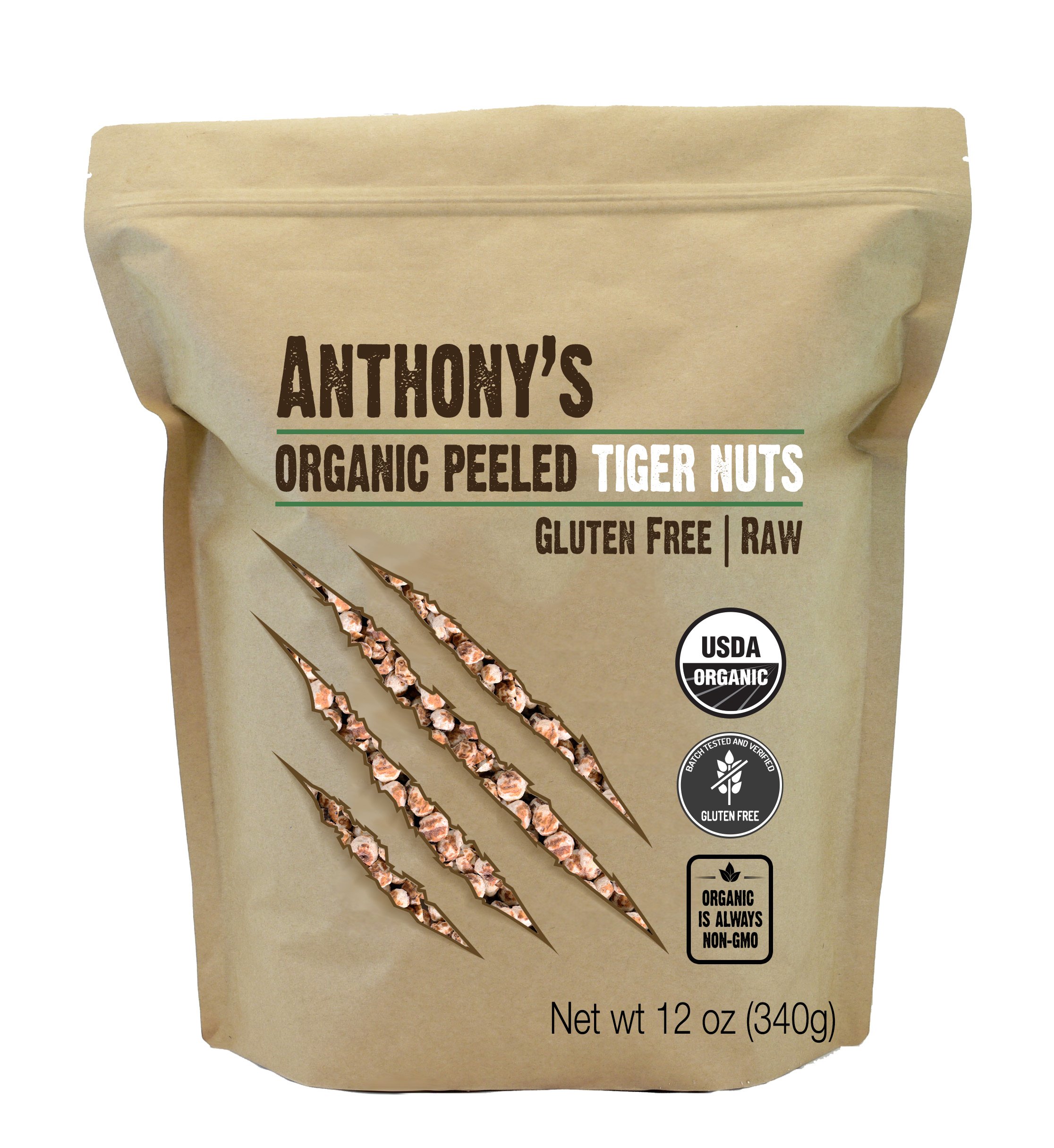 Anthony's Organic Peeled Tiger Nuts, 12 oz, Raw, Gluten Free, Non GMO, Paleo Friendly