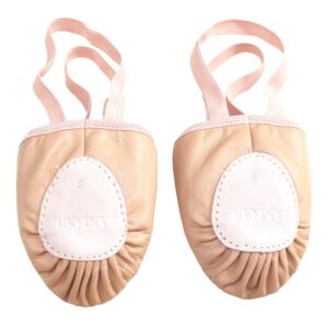 Danzcue Adult Leather Half Sole Ballet Dance Shoes, Tan, S-Adult