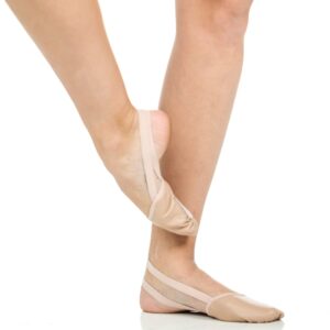 Danzcue Adult Leather Half Sole Ballet Dance Shoes, Tan, S-Adult