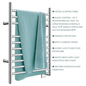 HEATGENE Towel Warmer Wall-Mounted Hardwired Heated Towel Rack Hot Towel Bar Brushed