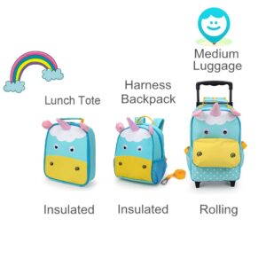 yodo Zoo 3-Way Kids Suitcase Luggage or Toddler Rolling Backpack with wheels, Small Unicorn