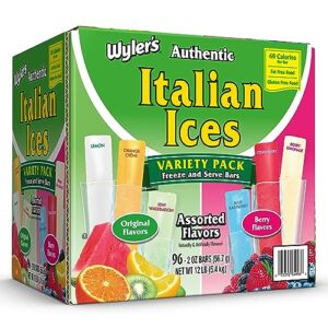 wyler's authentic italian ice fat free freezer bars original flavors 2oz bars, 96 count