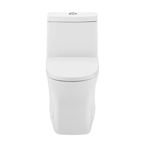 Swiss Madison SM-1T257 Sublime II Compact 24" Length One Piece Toilet Dual Flush 1.1/1.6 GPF with Side Holes, Glossy White