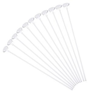 pllieay 50 pieces plastic white balloon sticks with cups for party, valentine's day, wedding, anniversary decoration