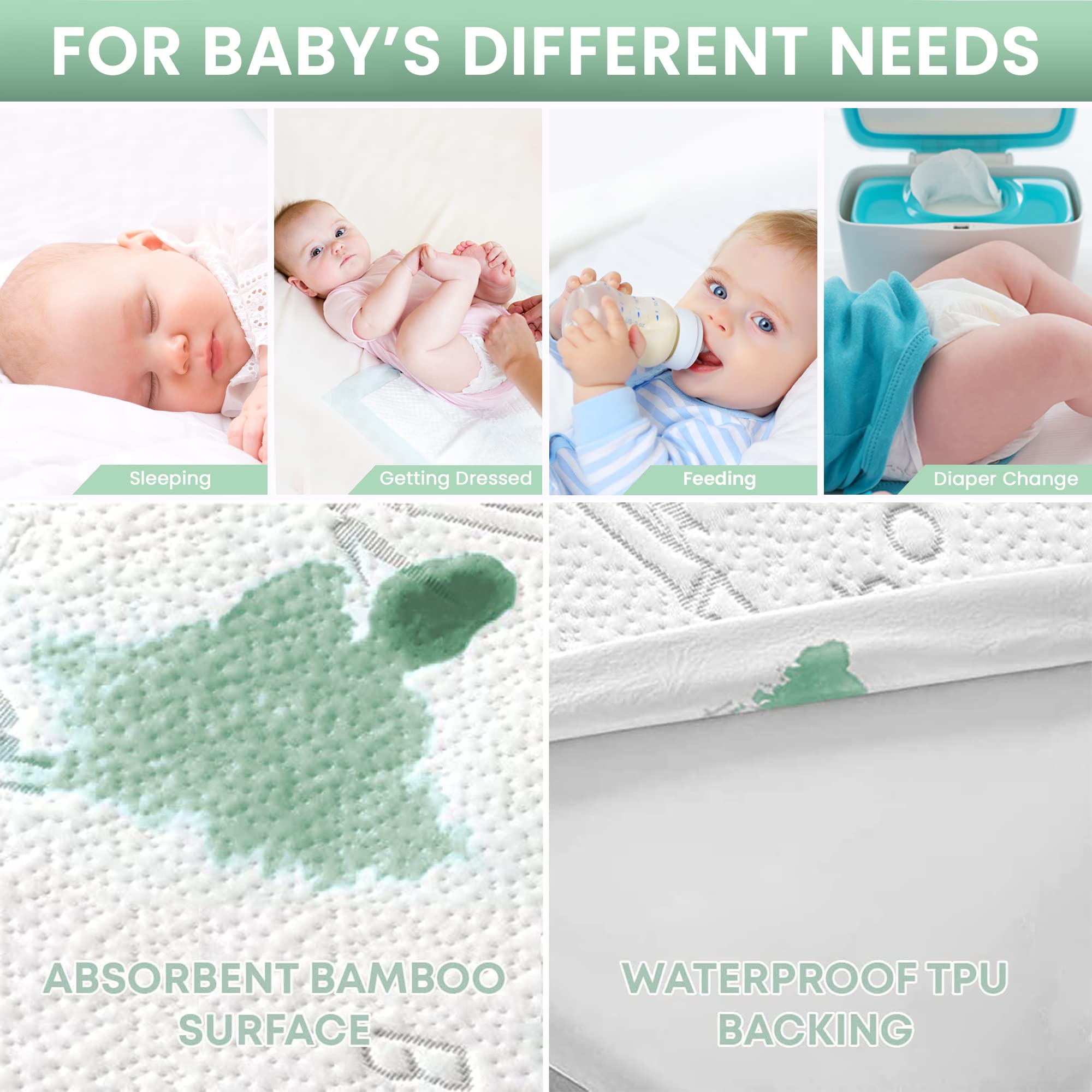 Waterproof Crib Mattress Protector | Toddler Mattress Cover 52” x 28” | Baby Crib Mattress Protector Pad Waterproof | Crib Mattress Cover | Crib Liner Bamboo Jacquard | Quiet Protector by iLuvBamboo