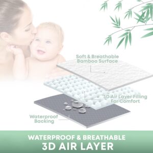 Waterproof Crib Mattress Protector | Toddler Mattress Cover 52” x 28” | Baby Crib Mattress Protector Pad Waterproof | Crib Mattress Cover | Crib Liner Bamboo Jacquard | Quiet Protector by iLuvBamboo