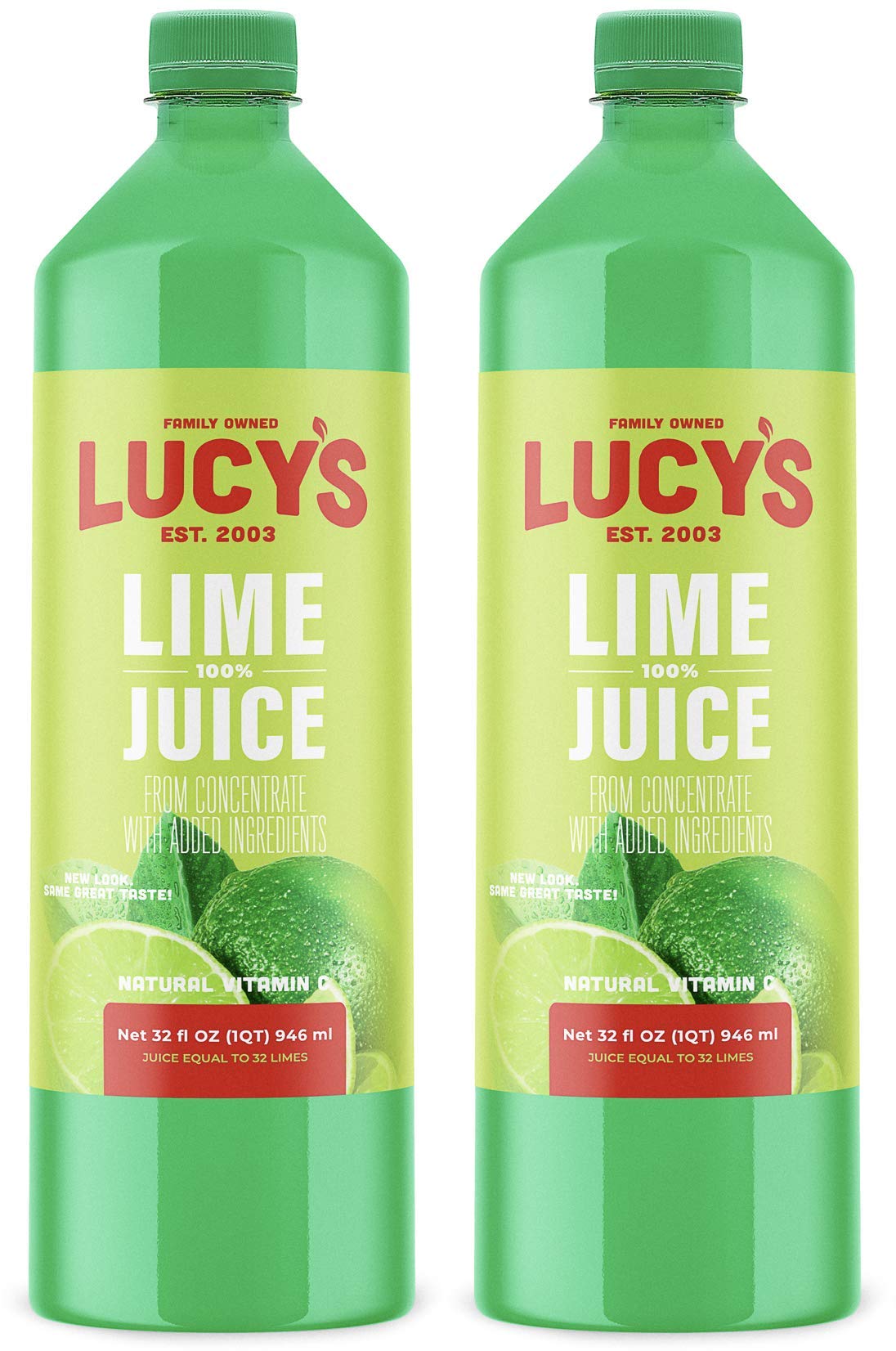 Lucy’s Family Owned - 100% Lime Juice, 32 oz. Bottle (Pack of 2)