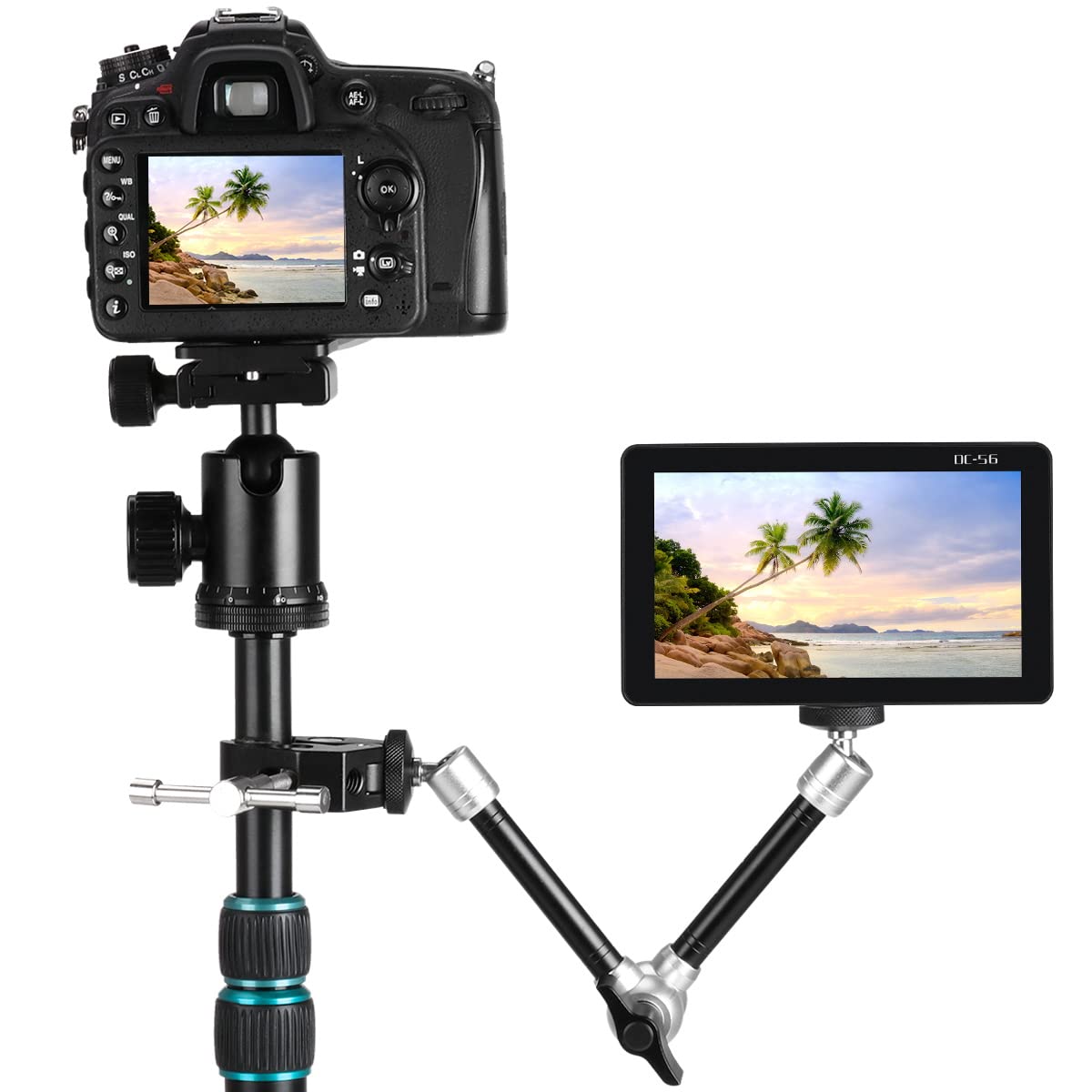 11" Adjustable Magic Arm DSLR Mirrorless Action Camera Camcorder Smartphone LCD Monitor Video Vlog Rig w/ Clamp Holder Mounts fit for GoPro iPhone