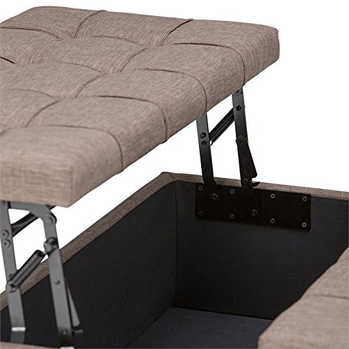 Atlin Designs 36" Square Coffee Table, Lift Top Storage Ottoman for Living Room, Footrest Stool in Upholstered Tufted Linen Fabric in Fawn Brown