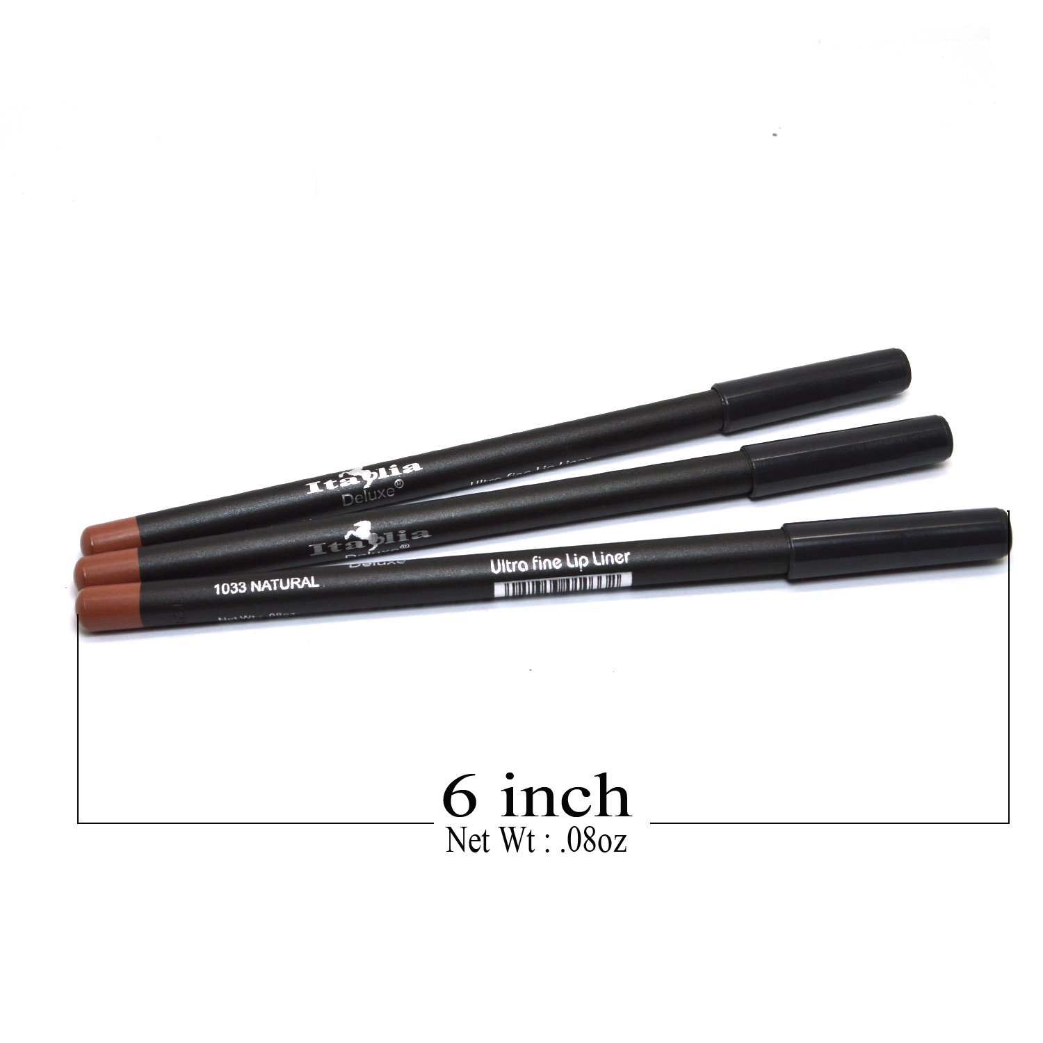 3 Pcs x Italia 1033 Natural Brown Ultra Fine Eye liner Pencil Lip Gray Eyeliner Set + Free ZipBag