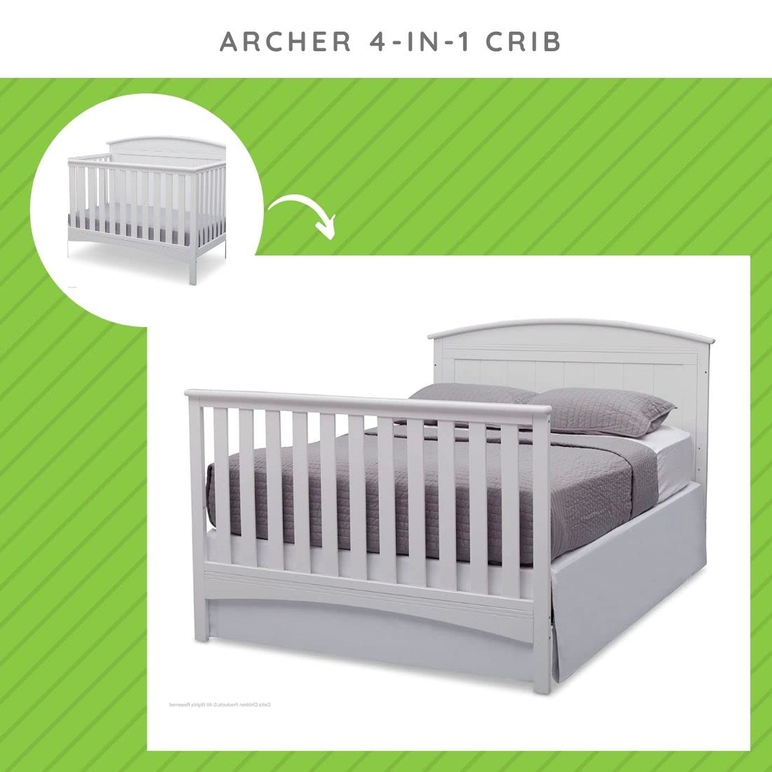 CC KITS Full-Size Conversion Kit Bed Rails for Archer Cribs by Delta Children - #0050 (Bianca White - 130)