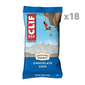 CLIF BAR - Chocolate Chip - Made with Organic Oats - 10g Protein - Non-GMO - Plant Based - Energy Bars - 2.4 oz. (18 Pack)