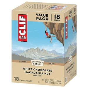 Clif Bar - White Chocolate Macadamia Nut Flavor - Made with Organic Oats - 9g Protein - Non-GMO - Plant Based - Energy Bars - 2.4 oz. (18 Pack)