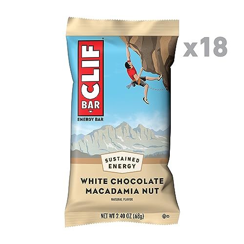 Clif Bar - White Chocolate Macadamia Nut Flavor - Made with Organic Oats - 9g Protein - Non-GMO - Plant Based - Energy Bars - 2.4 oz. (18 Pack)