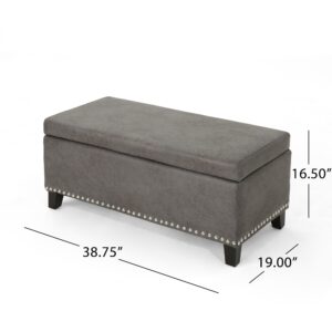 Christopher Knight Home Carl Traditional Microfiber Storage Ottoman, Slate,