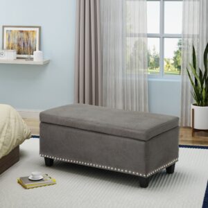 Christopher Knight Home Carl Traditional Microfiber Storage Ottoman, Slate,