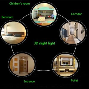 HPBN8 Ltd Creative 3D Swimming Night Light USB Powered Touch Switch Remote Control LED Decor Optical Illusion 3D Lamp 7/16 Colors Changing Children Kids Toy Christmas Xmas Brithday Gift