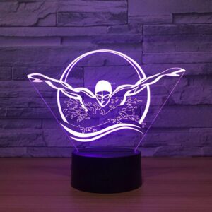 HPBN8 Ltd Creative 3D Swimming Night Light USB Powered Touch Switch Remote Control LED Decor Optical Illusion 3D Lamp 7/16 Colors Changing Children Kids Toy Christmas Xmas Brithday Gift