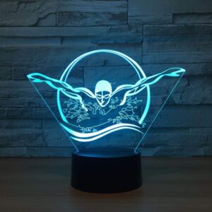 HPBN8 Ltd Creative 3D Swimming Night Light USB Powered Touch Switch Remote Control LED Decor Optical Illusion 3D Lamp 7/16 Colors Changing Children Kids Toy Christmas Xmas Brithday Gift