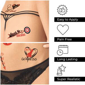 44+ Sexy Naughty Temporary Tattoos for Women Ladies- Adult Fun for Lower Back Legs Arms Butt Stomach