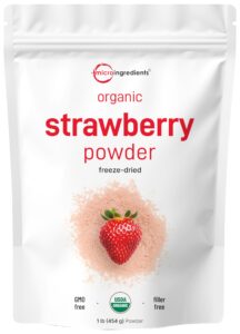 organic strawberry powder, 1 lb | 100% natural fruit powder | freeze-dried strawberries source | no sugar & additives | great flavor for drinks, smoothie, & beverages | non-gmo & vegan friendly