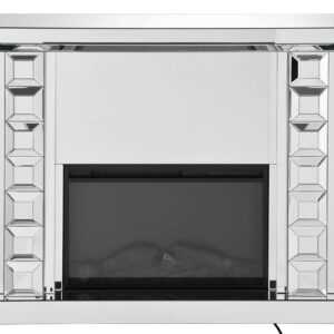 Acme Dominic Mirrored Electric Fireplace in Mirrored Finish