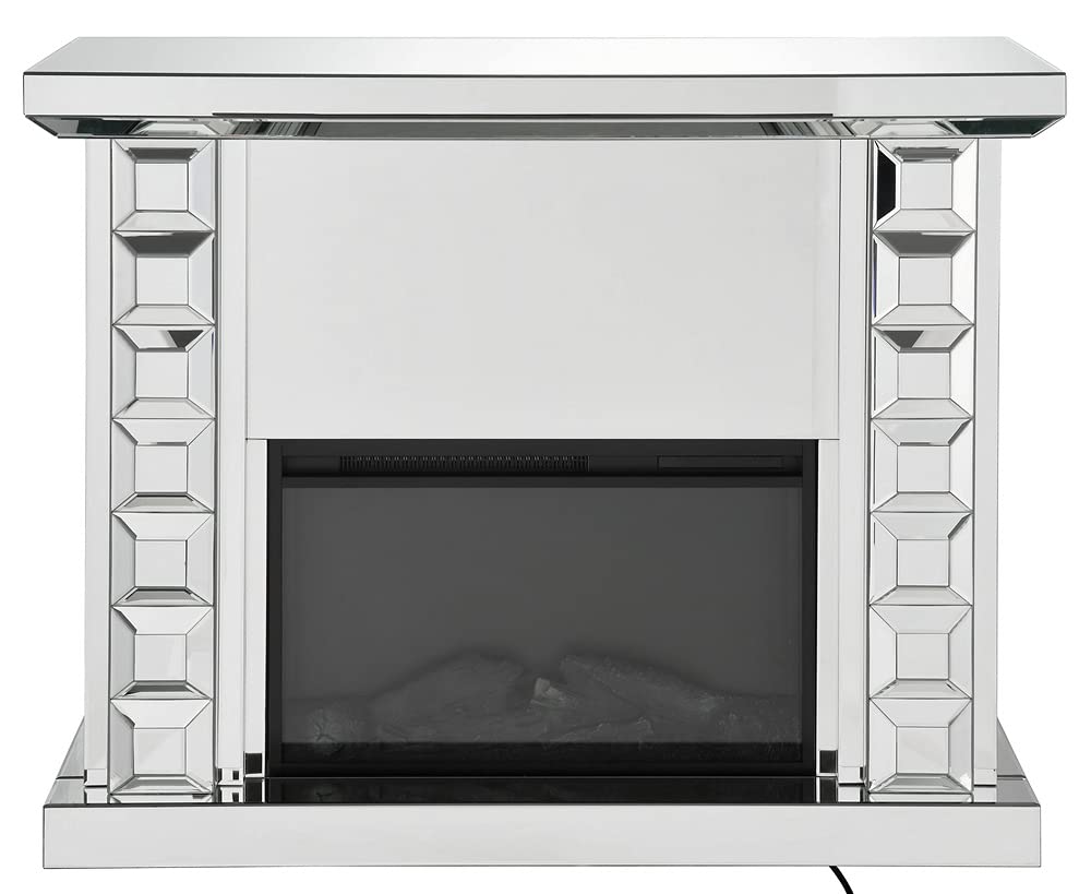 Acme Dominic Mirrored Electric Fireplace in Mirrored Finish