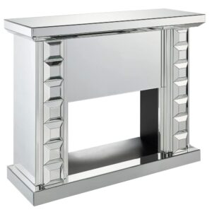 Acme Dominic Mirrored Electric Fireplace in Mirrored Finish