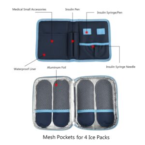 Goldwheat Insulin Cooler Travel case Diabetic Medication Cooler Organizer Medical Insulation Cooling Bag with 4 Ice Packs