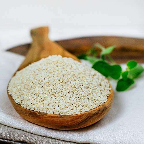 HQOExpress | Organic White Sesame Seed | Raw Sesame Seeds for Cooking and Food Seasoning - Semillas de Ajonjoli - Non-GMO, Vegan & Certified Kosher - 20 oz. Chef Jar