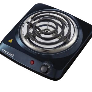 Courant Electric Burner, Single Buffet Countertop Hotplate, 1000W Portable Cooktop, Black