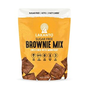 lakanto sugar free brownie mix - sweetened with monk fruit sweetener, keto diet friendly, delicious dutched cocoa, high in fiber, 3g net carbs, gluten free, easy to make dessert (pack of 1)