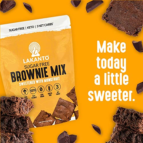 Lakanto Sugar Free Brownie Mix - Sweetened with Monk Fruit Sweetener, Keto Diet Friendly, Delicious Dutched Cocoa, High in Fiber, 3g Net Carbs, Gluten Free, Easy to Make Dessert (Pack of 1)