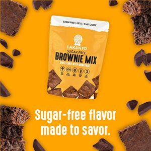 Lakanto Sugar Free Brownie Mix - Sweetened with Monk Fruit Sweetener, Keto Diet Friendly, Delicious Dutched Cocoa, High in Fiber, 3g Net Carbs, Gluten Free, Easy to Make Dessert (Pack of 1)