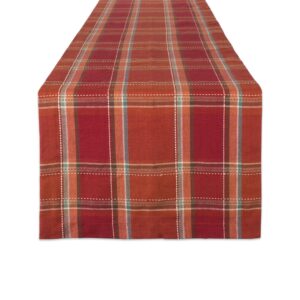 dii autumn pumpkin spice kitchen collection fall/thanksgiving cotton table décor, table runner, 14x72, orange plaid