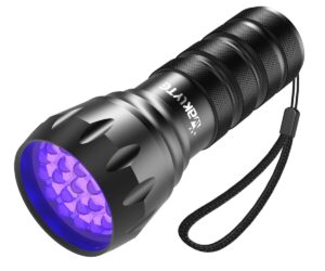 waklyte black light uv light, 21 led 395nm uv flashlight, powerful mini blacklight flashlight, small portable black light flashlight for pet urine detection, scorpion, resin curing, bed bug, nails