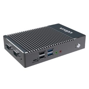 vnopn fanless mini pc amd a6 1450 up to 1.4ghz, windows 10 pro small desktop computer 4gb ddr3 64gb ssd, dual display, 2.4g wifi, gigabit ethernet, rs232 com, usb3.0, type-c, auto power on