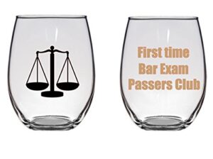 first time bar exam passers club large wine glass, lawyer, attorney, law school grad gift, 21 oz