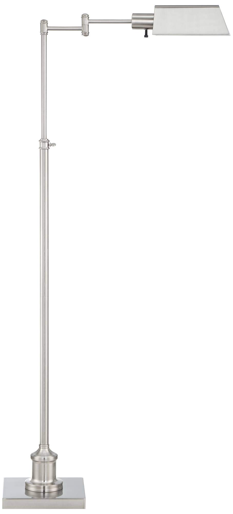 Regency Hill Jenson Traditional Adjustable Pharmacy Light Floor Lamp Swing Arm Standing Base 54" Tall Brushed Nickel Silver Metal for Living Room Reading House Bedroom Home Office