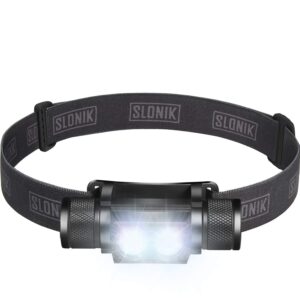 slonik headlamp rechargeable - 1000 lumen led usb rechargeable headlight - ipx8 waterproof head lamp with bright 60 ft flashlight beam - hiking & outdoor camping gear, black