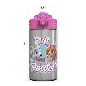 Zak Designs Paw Patrol Skye - Stainless Steel Water Bottle with One Hand Operation Action Lid and Built-in Carrying Loop, Straw Spout is Perfect for Kids (15.5 oz, BPA-Free)