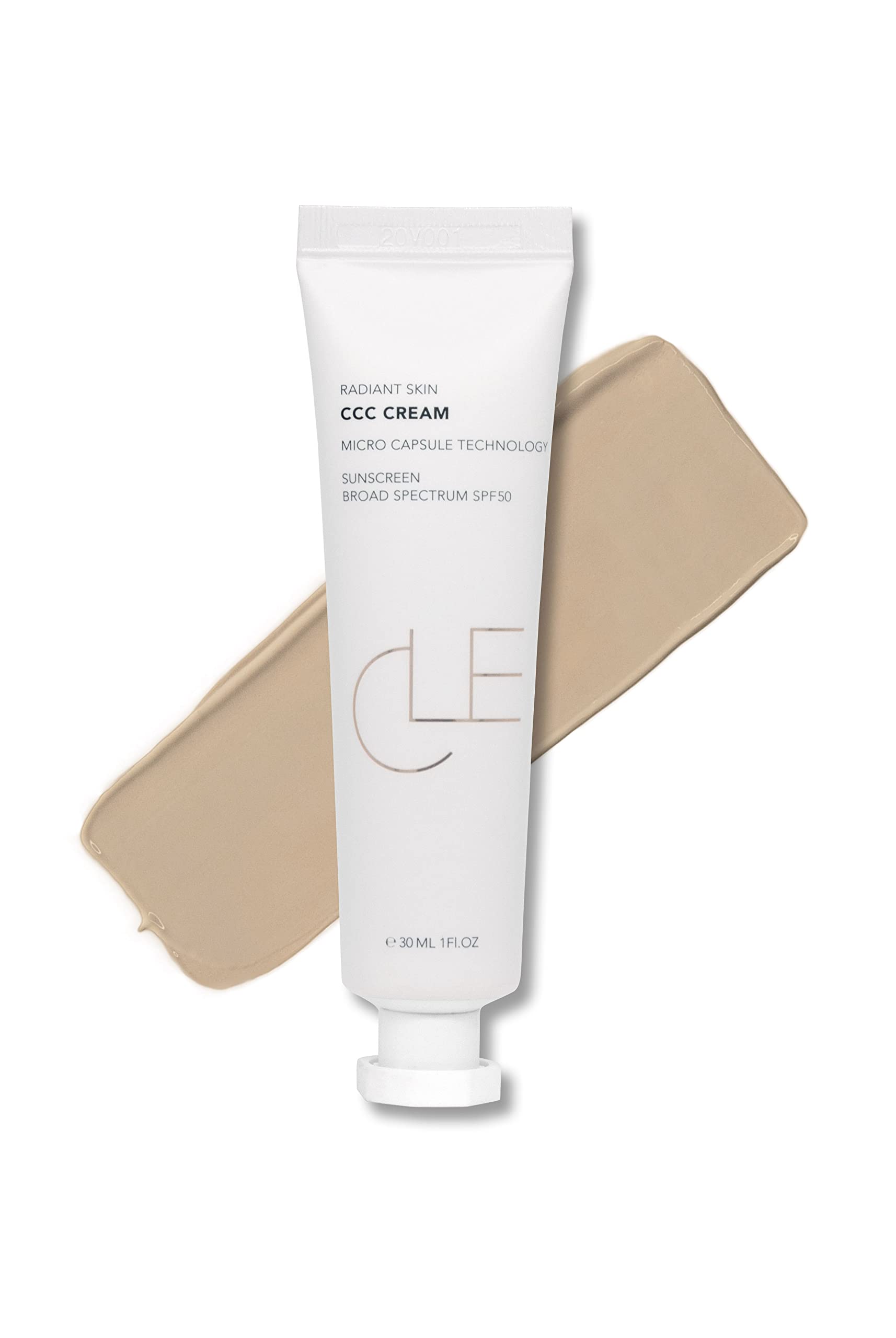 Cle Cosmetics CCC Cream Foundation, Color Control and Change Cream That's a BB and CC Cream Hybrid, Multi-purpose Beauty Primer and Facial Foundation, 1 fl oz SPF 30 (Neutral Medium Light 201)