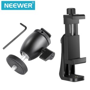 Neewer 360 Degree Rotating Vertical Smartphone Holder with Ball Head for iPhone X 8 7 Plus 7 6 Plus, Samsung S8 S7 S6 and Other Phones Width Between 1.9-3.9 Inches/4.8-10 cm (Black)